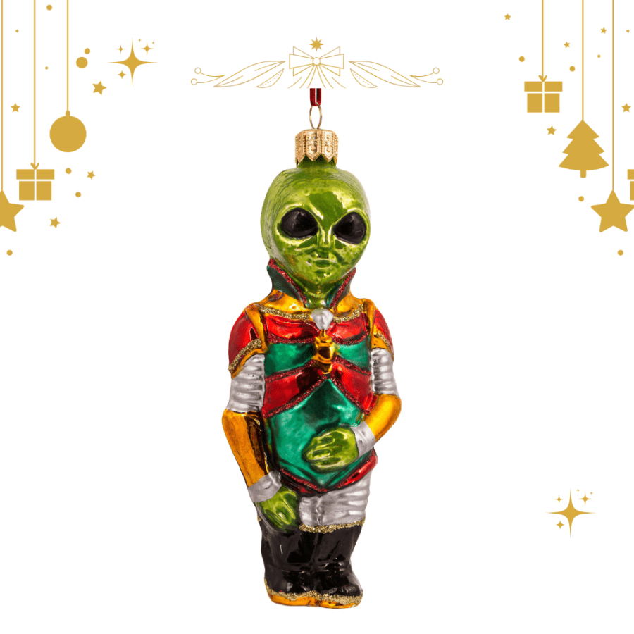 Unique Hand-Painted Festive Alien Ornament for Holiday Trees