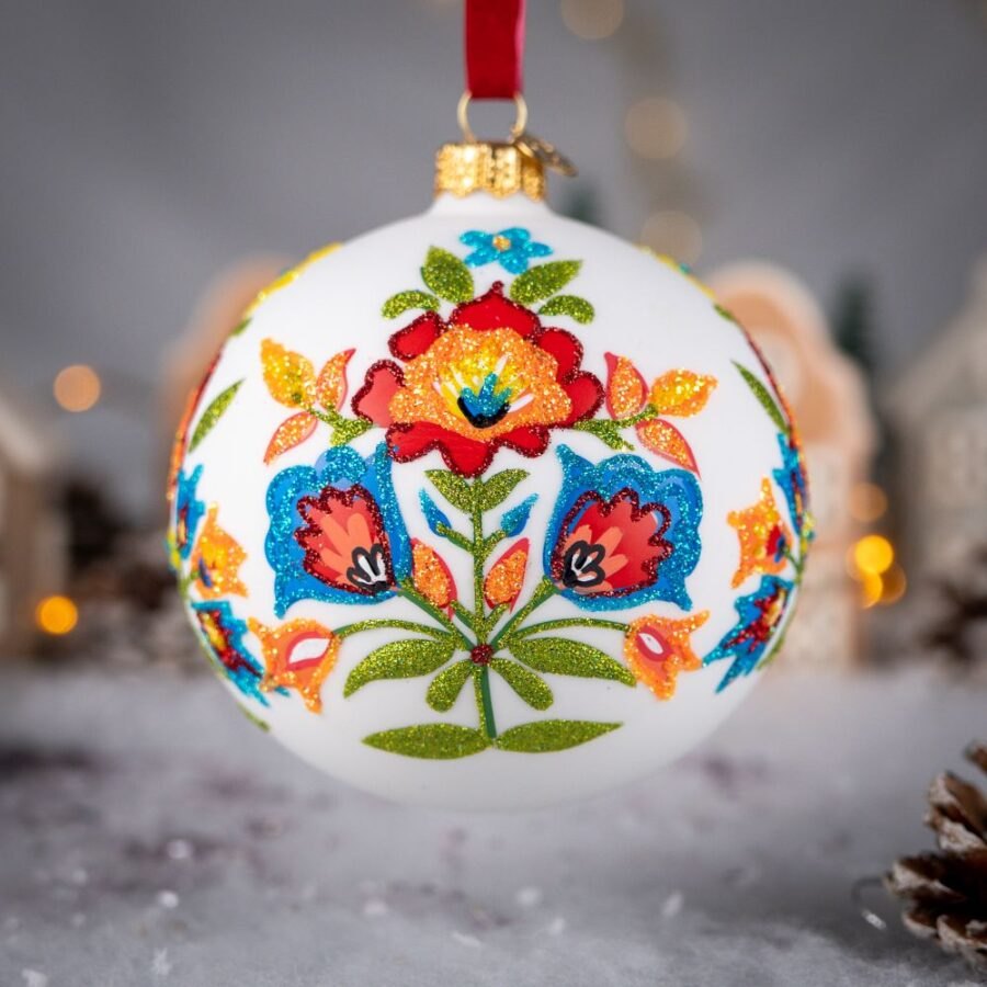 Vivid Hand-Decorated Bauble with Joyful Flower Design
